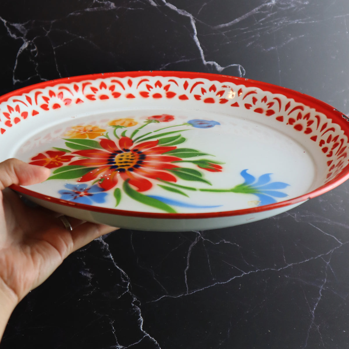 THAI FLOWER ENAMEL ZINC TRAY VINTAGE DESIGN (LARGE) – Pandan Market